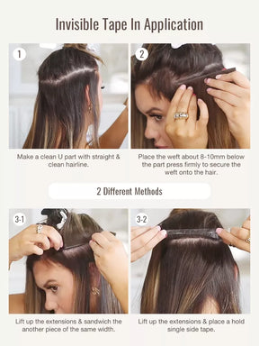 Tortoiseshell Balayage Invisible Tape In Weft-100% Virgin Hair